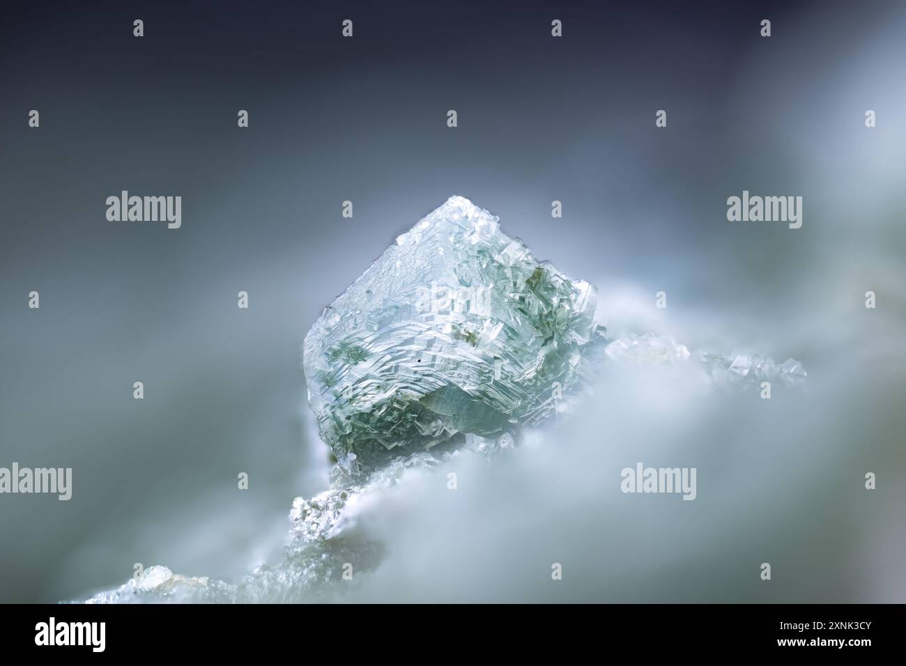 Prehnite crystal with epidote inclusion. Micro photography extreme ...