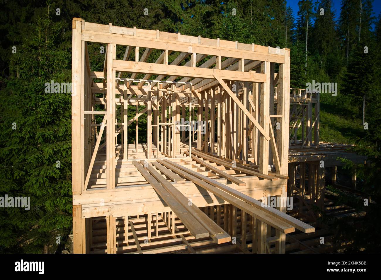 Drone's vantage point offers view of two-storey wooden-framed domicile ...