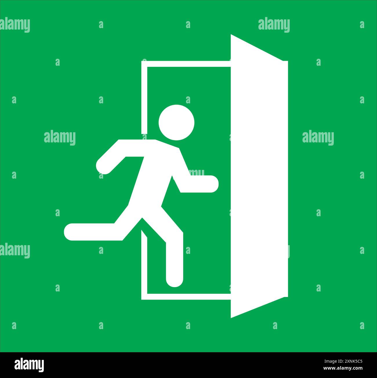 Emergency exit sign, running man icon to door, warning sign plate ...