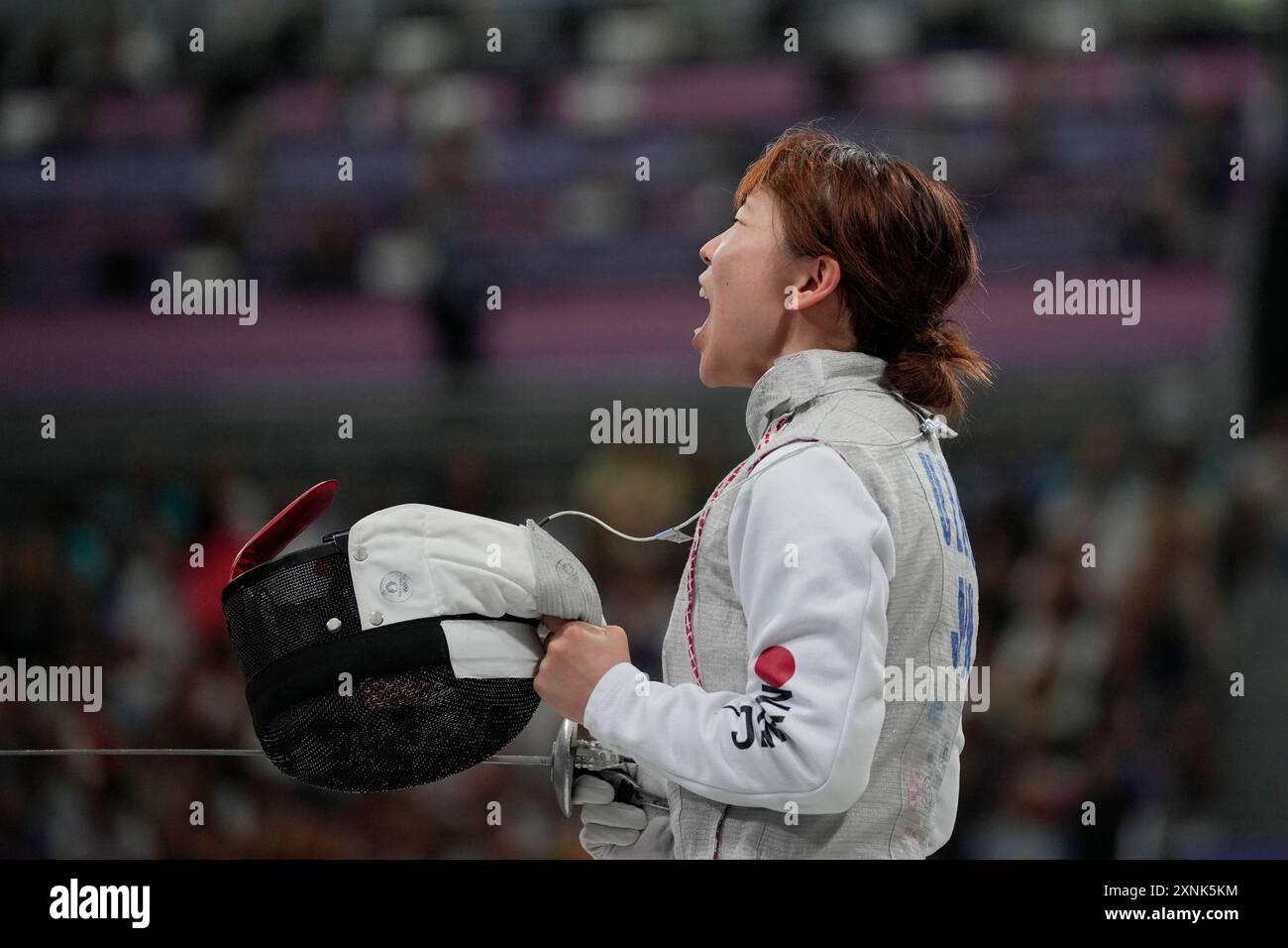 Japan's Yuka Ueno reacts after winning against Poland's Julia Walczyk ...