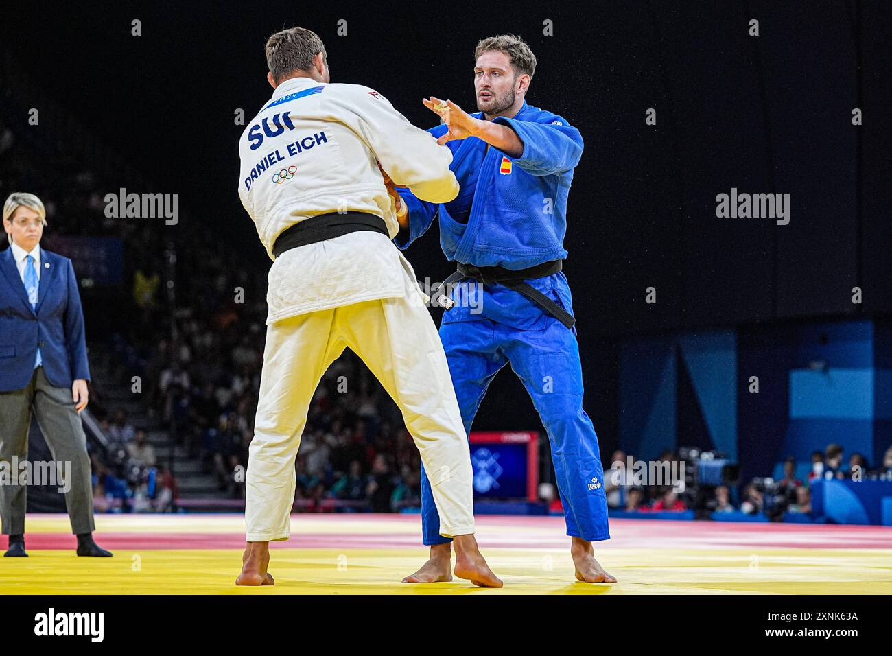 PARIS, FRANCE - AUGUST 1: Daniel Eich of Switzerland, Nikoloz Sherazadishvili of Spain competing ...