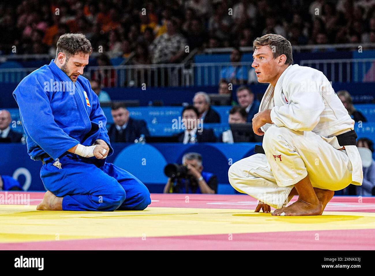 PARIS, FRANCE - AUGUST 1: Daniel Eich of Switzerland, Nikoloz Sherazadishvili of Spain competing ...
