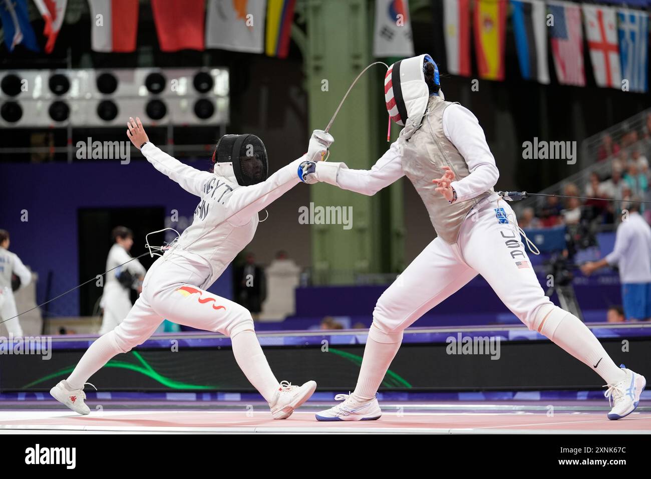China's Wang Yuting, left, competes with United States' Jaqueline ...