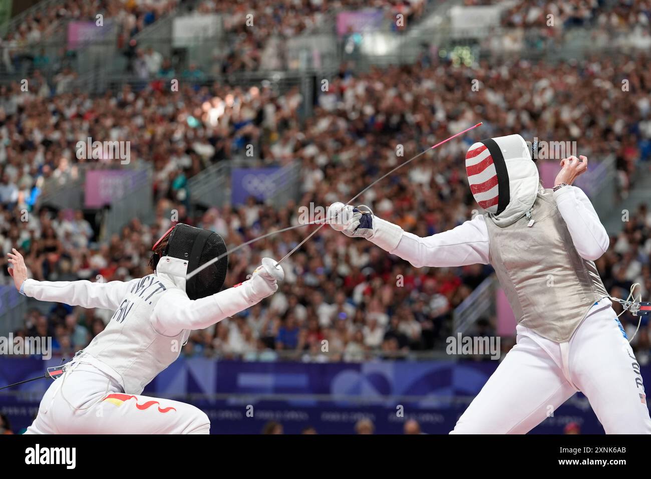 China's Wang Yuting, left, competes with United States' Jaqueline ...