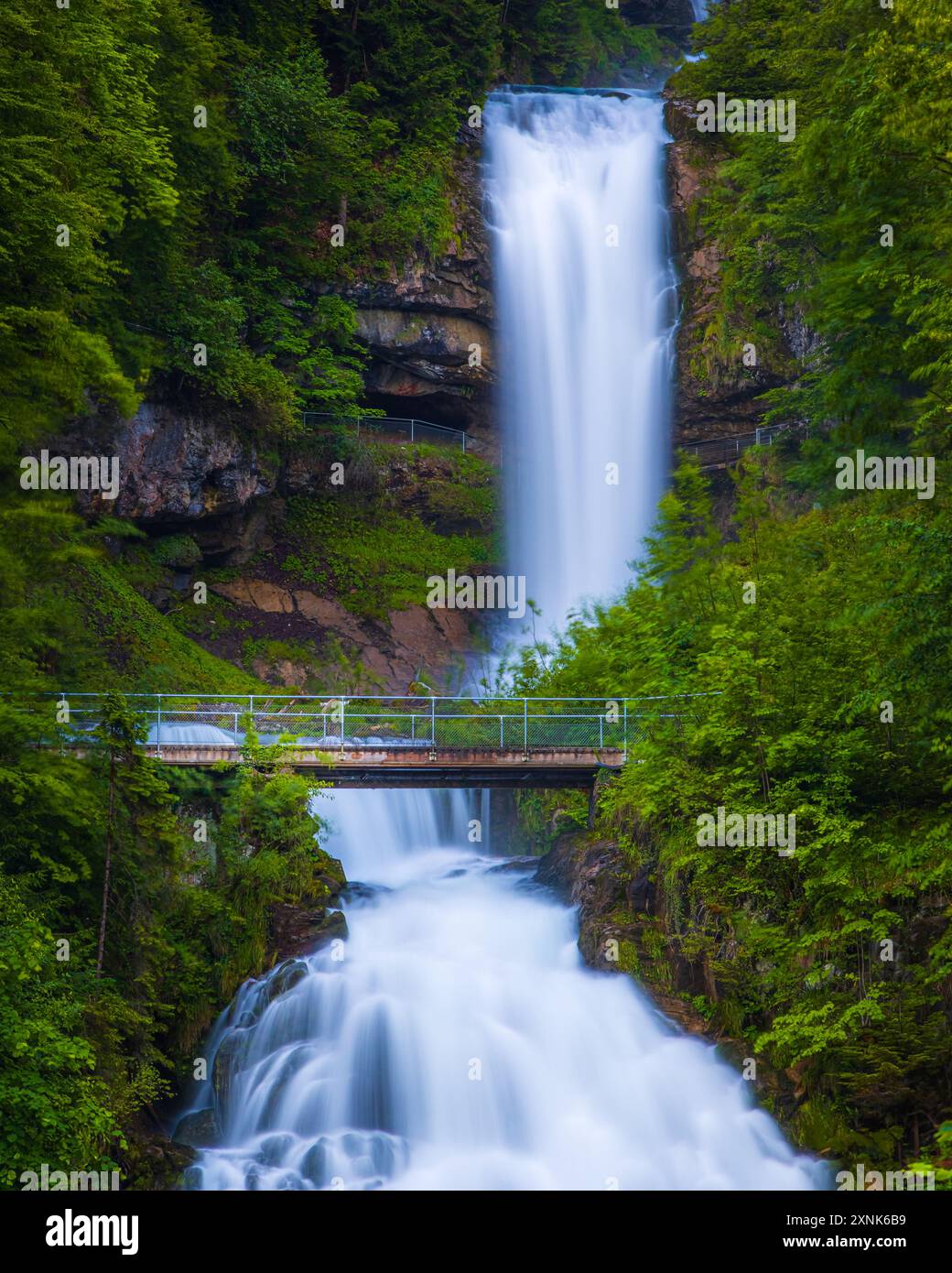 The Giessbach waterfall rises in the high valleys and basins of the ...