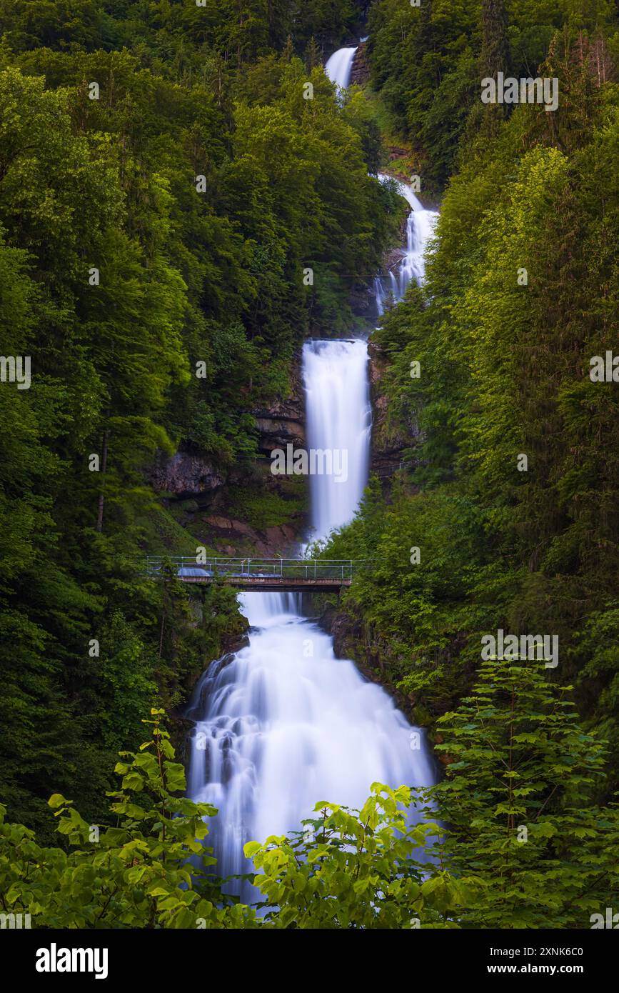 The Giessbach waterfall rises in the high valleys and basins of the ...
