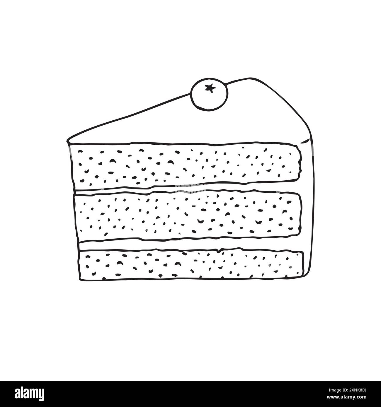 Vector hand drawn doodle sketch outline cake piece isolated on white ...