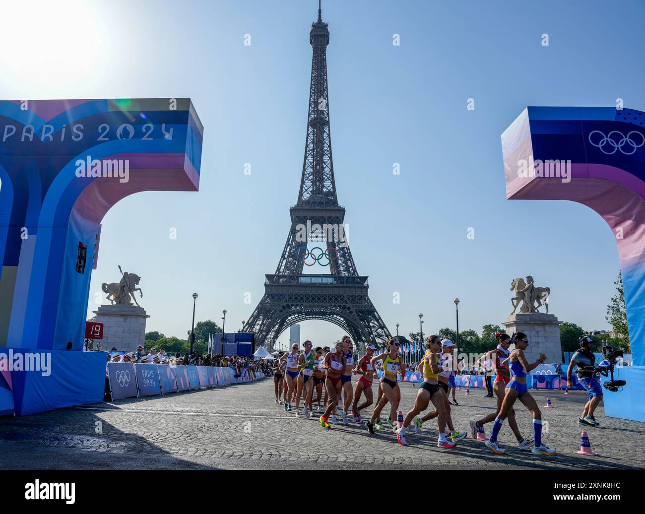 Paris, France. 01st Aug, 2024. Competitors race during the women's 20km ...