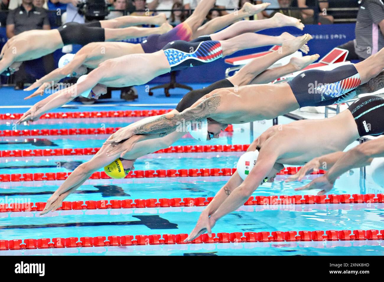 Paris, France. 01st Aug, 2024. Caeleb Dressel of the USA dives in for ...