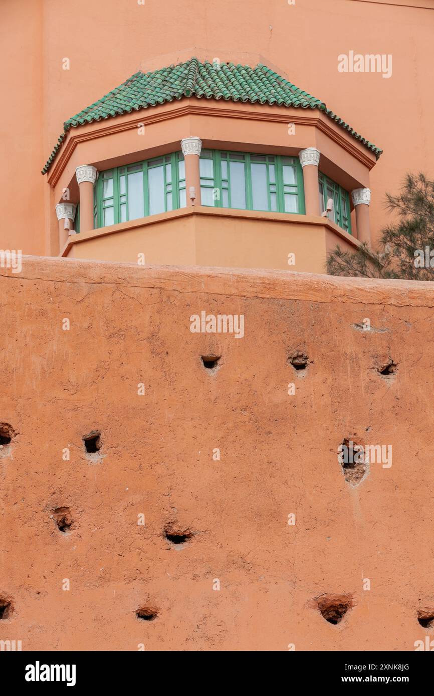 Corbelled windows overlooking the ramparts of Marrakech Stock Photo - Alamy