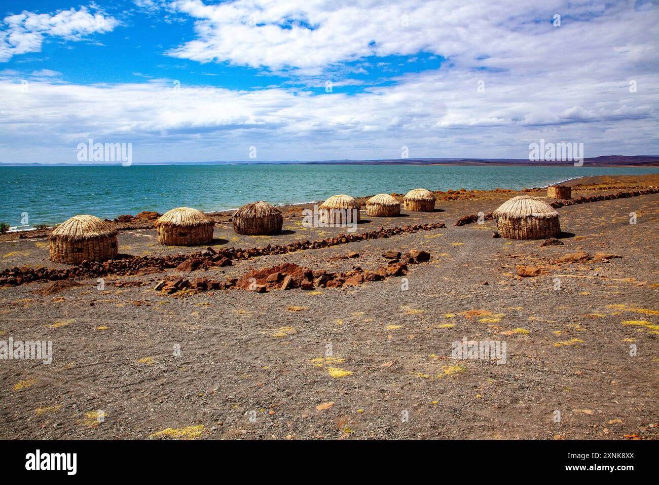 Lake Turkana Kenya - Lakeside cabins Stock Photo - Alamy