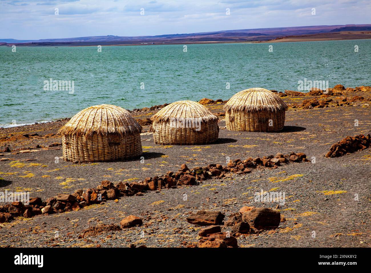 Lake Turkana Kenya - Lakeside cabins Stock Photo - Alamy