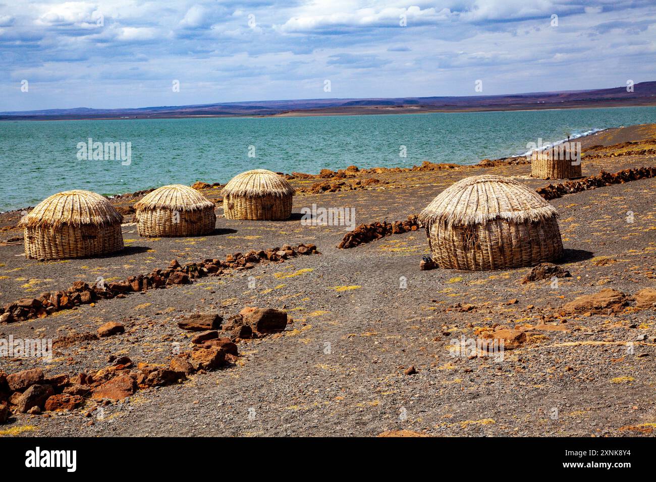 Lake Turkana Kenya - Lakeside cabins Stock Photo - Alamy