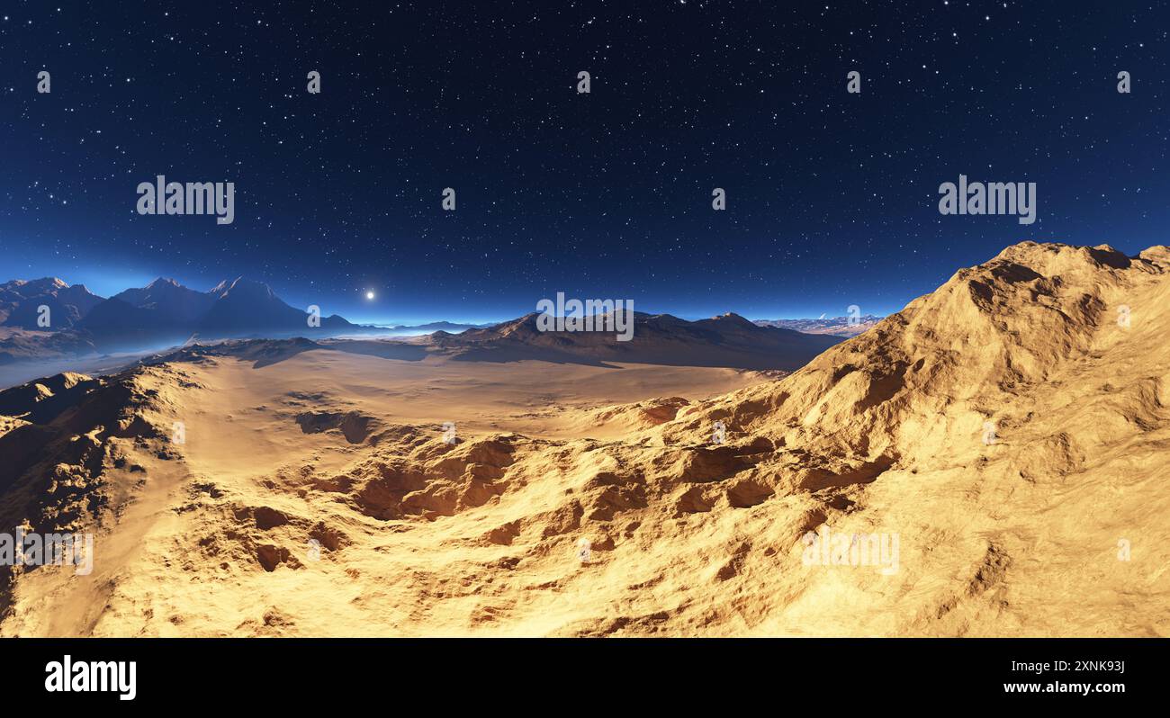 Alien desert planet. 3d rendering Stock Photo - Alamy