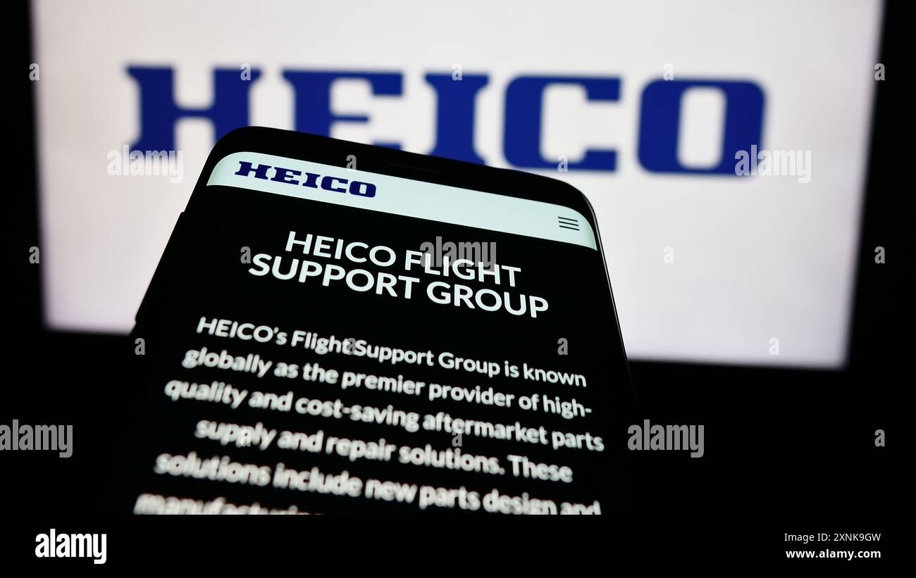 Smartphone with website of US aerospace company HEICO Corporation in ...