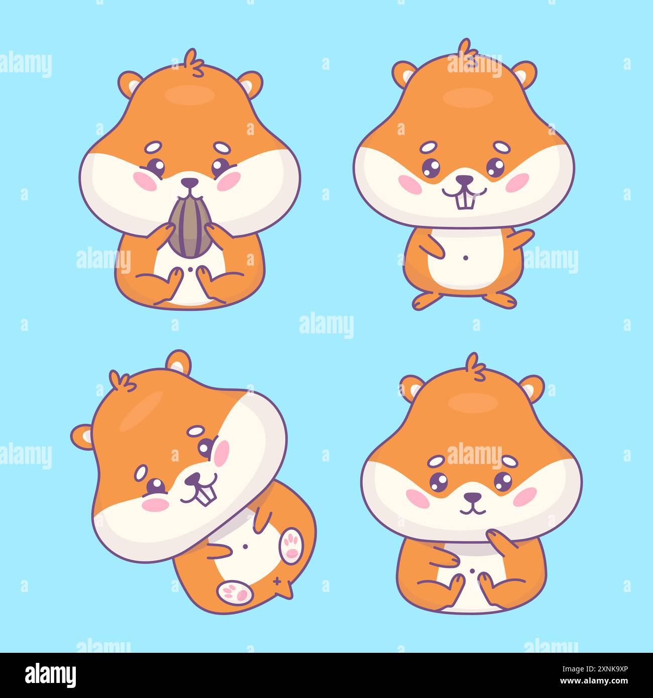 Cute cartoon hamsters collection. Isolated Funny kawaii animal ...