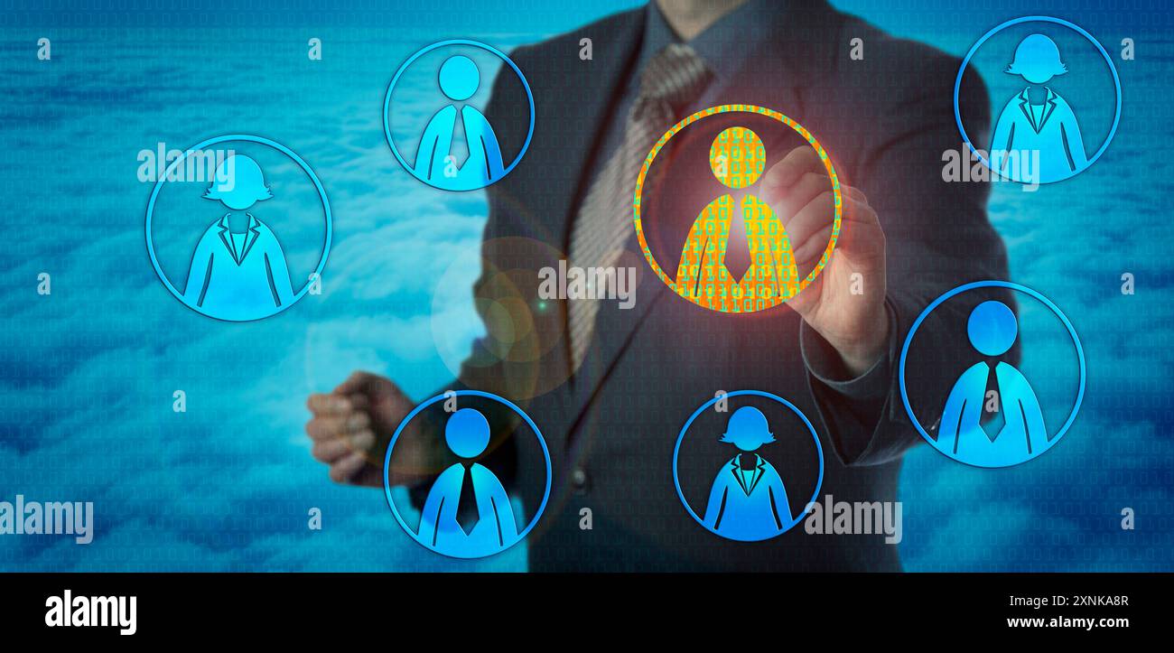 Unknowable hiring manager finding right employee in cyber space. HR ...