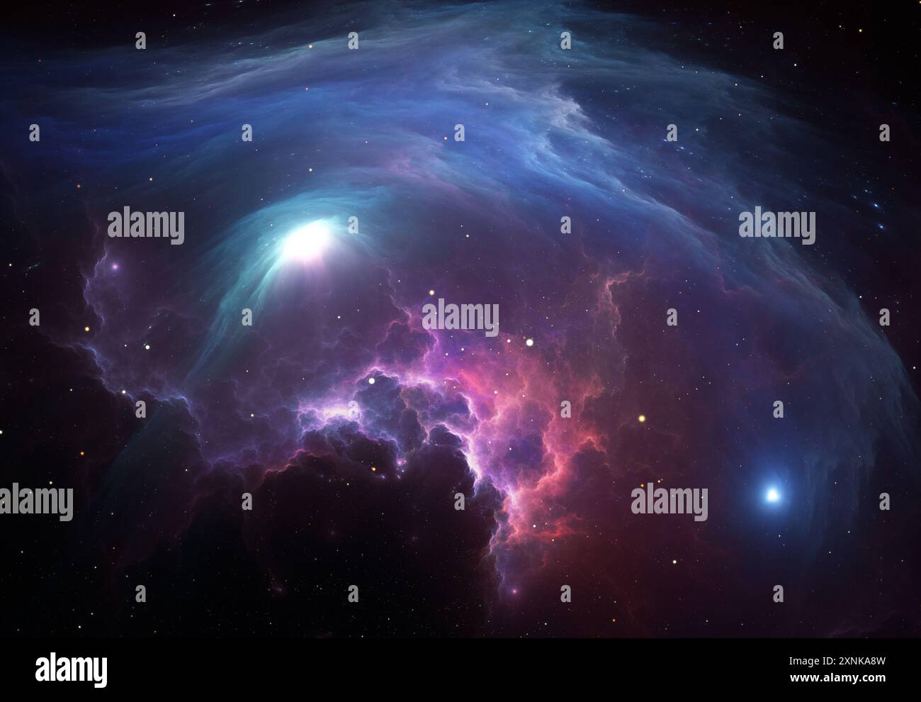 Fantasy space nebula. Giant interstellar cloud with stars. 3D ...