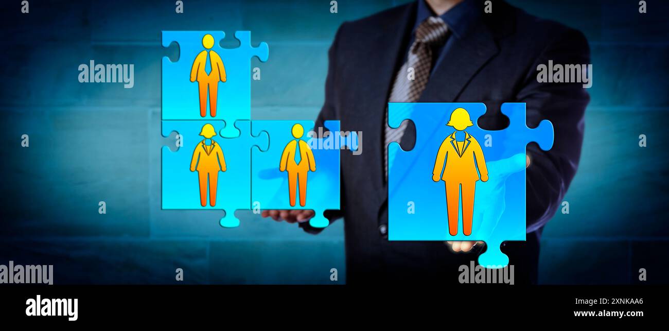 Unrecognizable hiring manager presenting a female candidate as the ...
