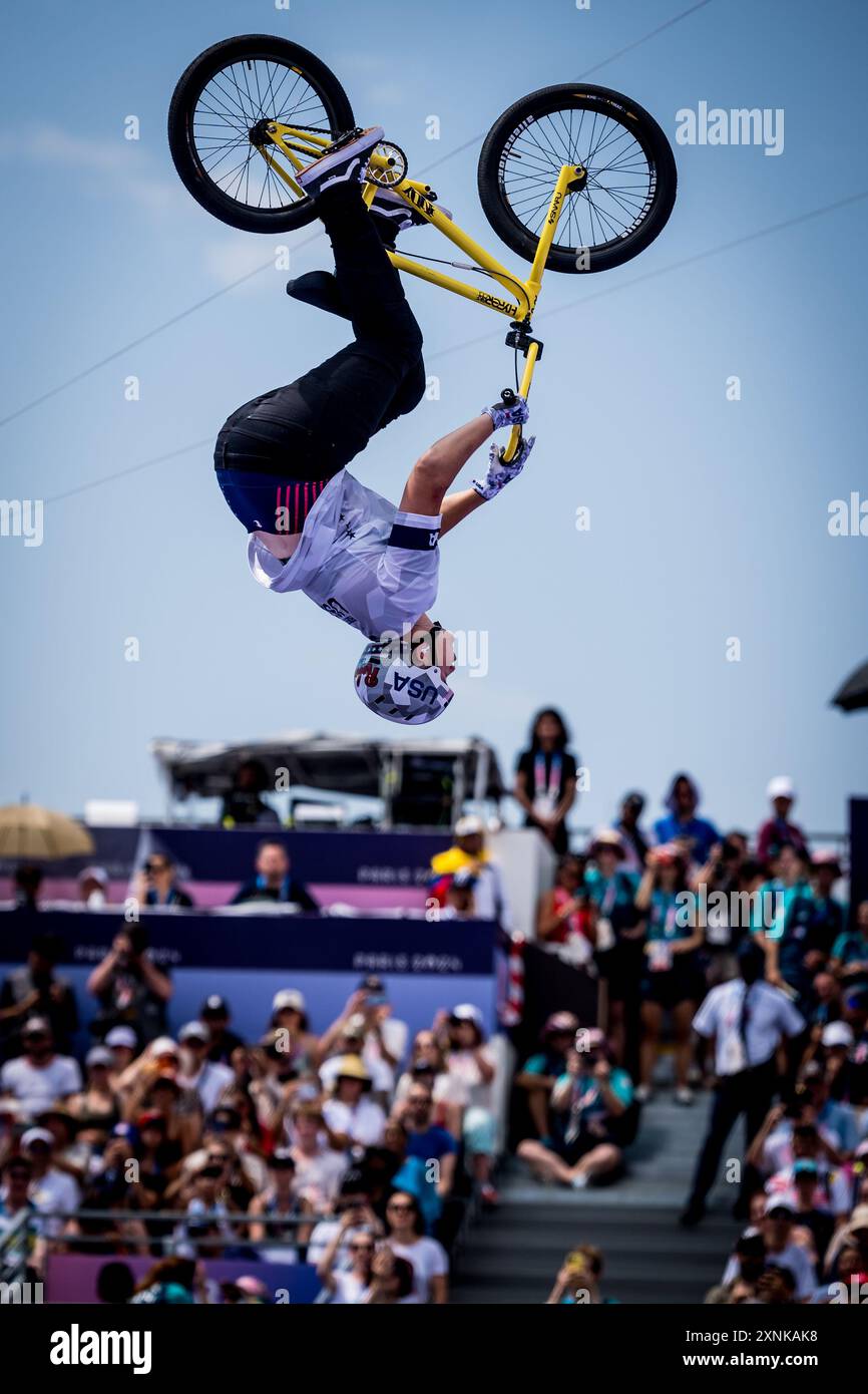 Hannah Roberts of USA competes in women's cycling BMX freestyle park ...