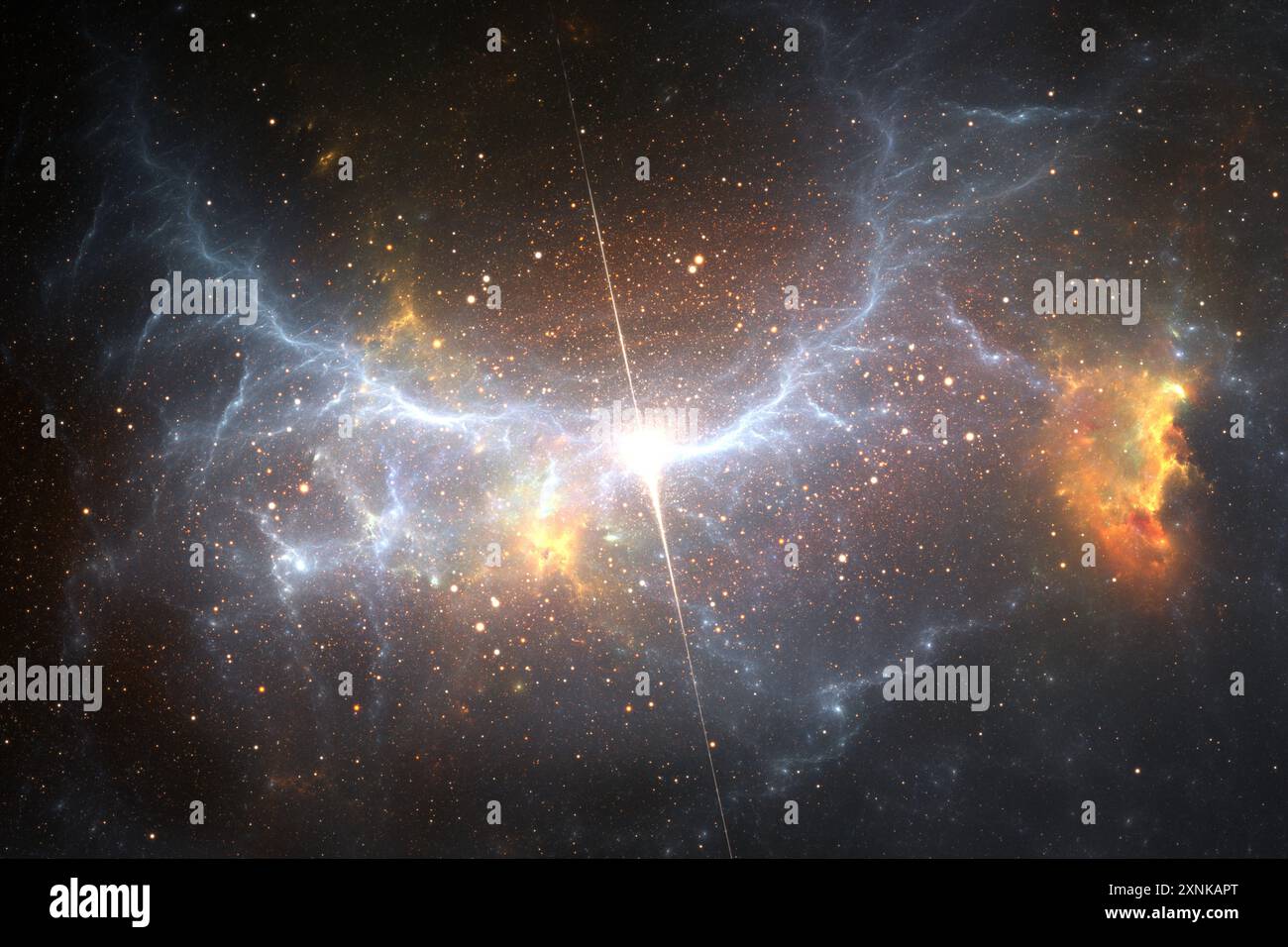 Pulsar in deep space. Collapse of a stellar core to a neutron star. 3D ...