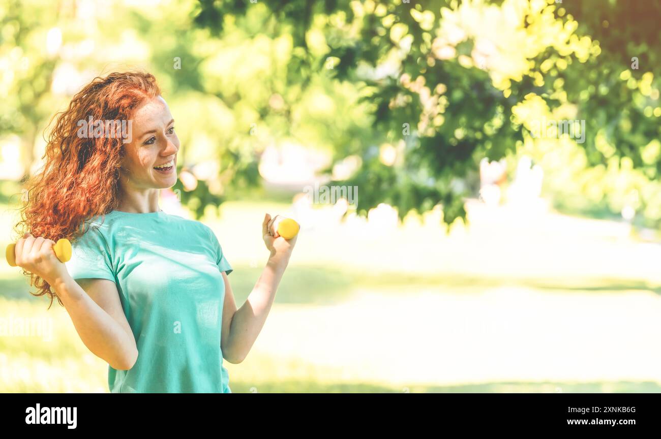 The happy person doing yoga and exercise in nature for mental health ...
