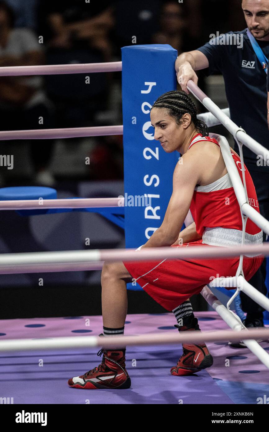 Paris, France. 01st Aug, 2024. Algeria's Imane Khelif (in red) and ...
