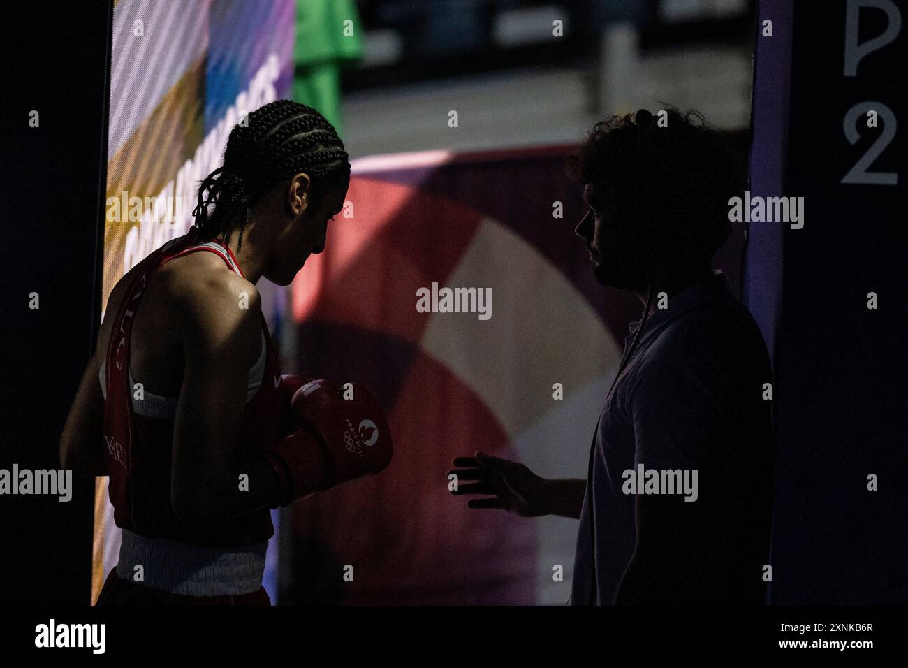 Paris, France. 01st Aug, 2024. Algeria's Imane Khelif (in red) during ...