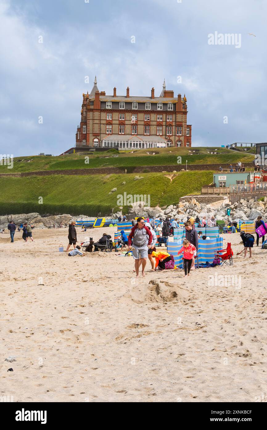The iconic headland Hotel overlooking Fistral Beach in Newquay in ...