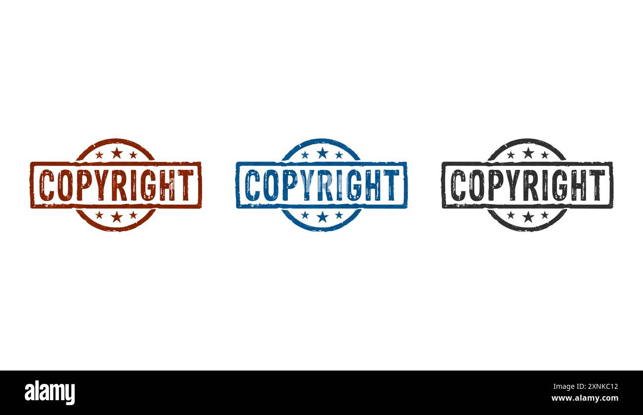 Copyright stamp icons in few color versions. Trademark intellectual ...
