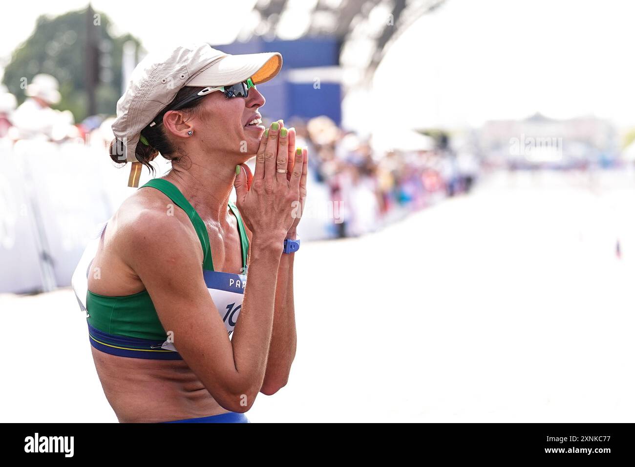 Viviane Lyra of Brazil gestures during Women's 20km Race Walk Athletics ...