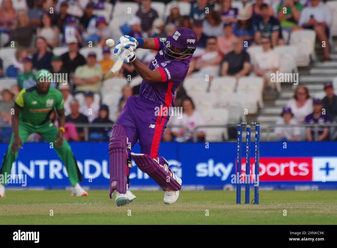 Leeds, 30 July 2024. Nicholas Pooran batting for Northern Superchargers ...
