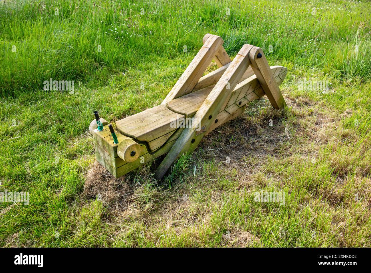 A wooden sculpture depicting a grasshopper located on Hythe Green in ...