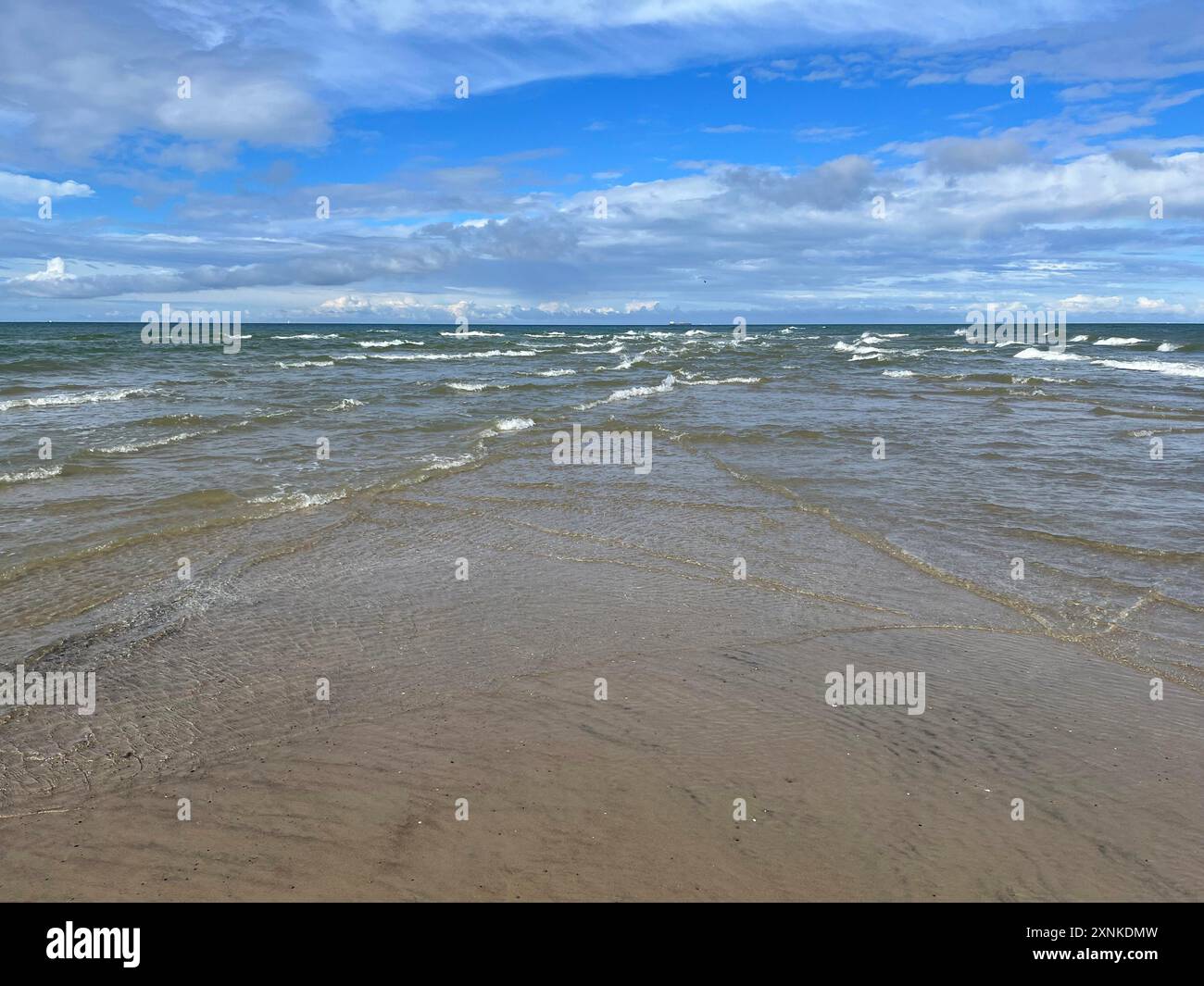 Sandbar spit at Skagen Odde called Grenen - a famous place where North ...