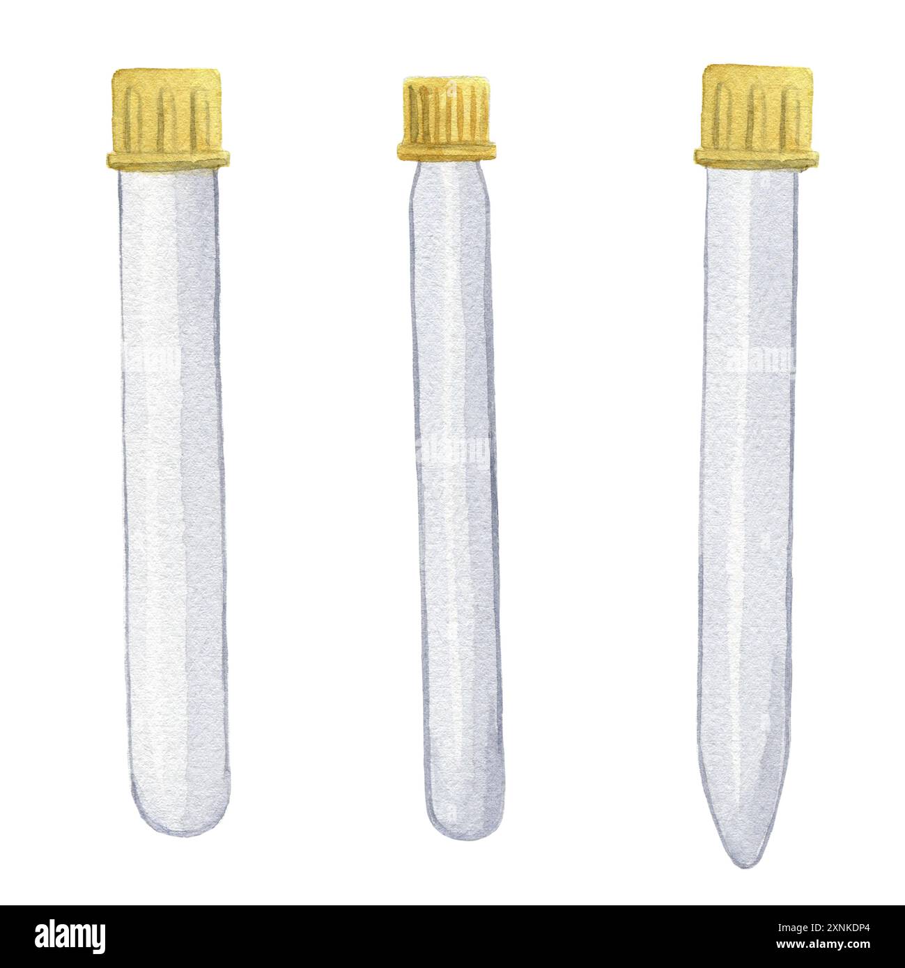 Test tubes with yellow caps. Hand drawn illustration isolated on white ...