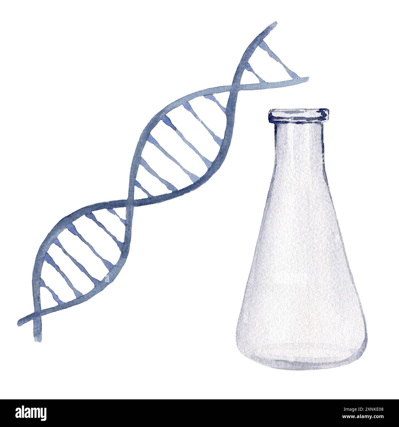 Medicine flask and beaker. Watercolor illustration isolated on white ...