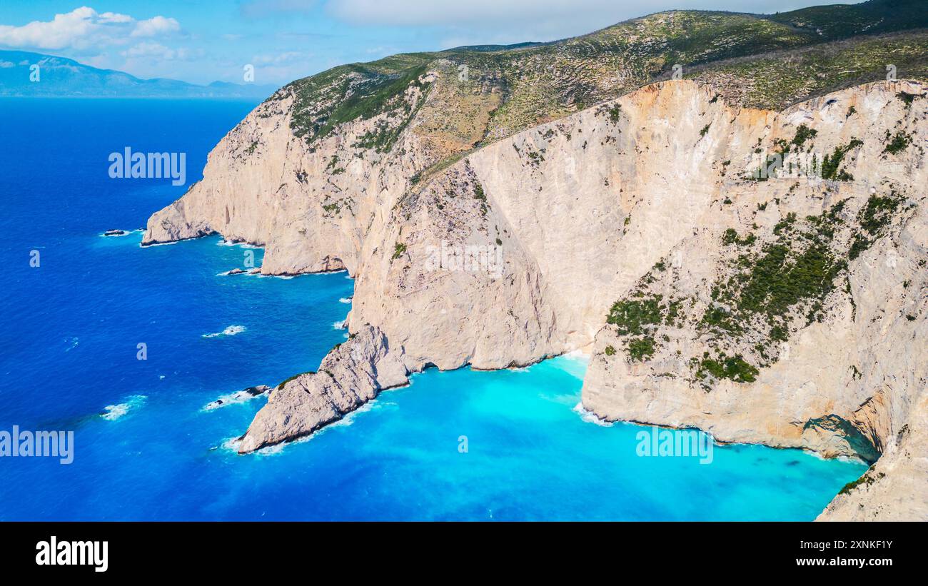 Navagio, Greece. Greek Islands famous beach, overhead landscape of ...