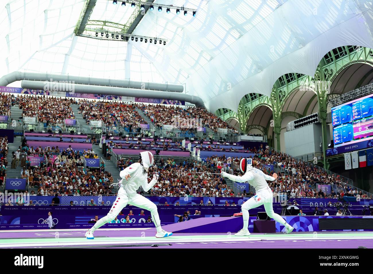 Paris, France, 1 August, 2024. Yunjia Zhang of Canada vs Eva Lacheray of France during the Paris ...