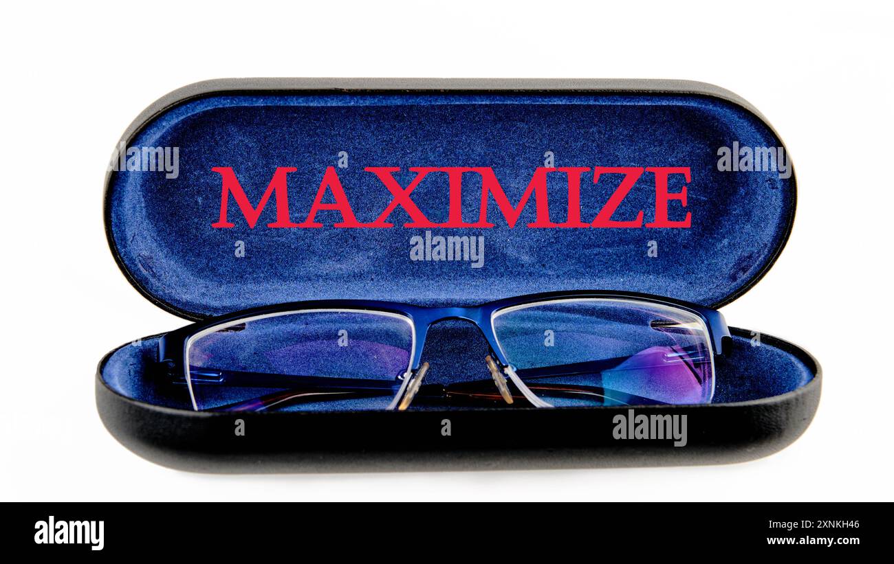 MAXIMIZE symbol. Business, minimalism concept. Copy space. MAXIMIZE ...