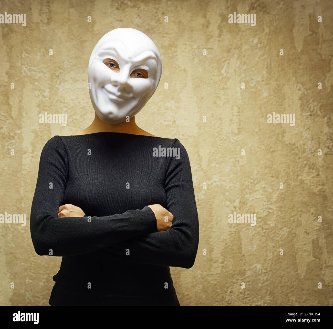 Woman in white mask. Horror concept Stock Photo - Alamy