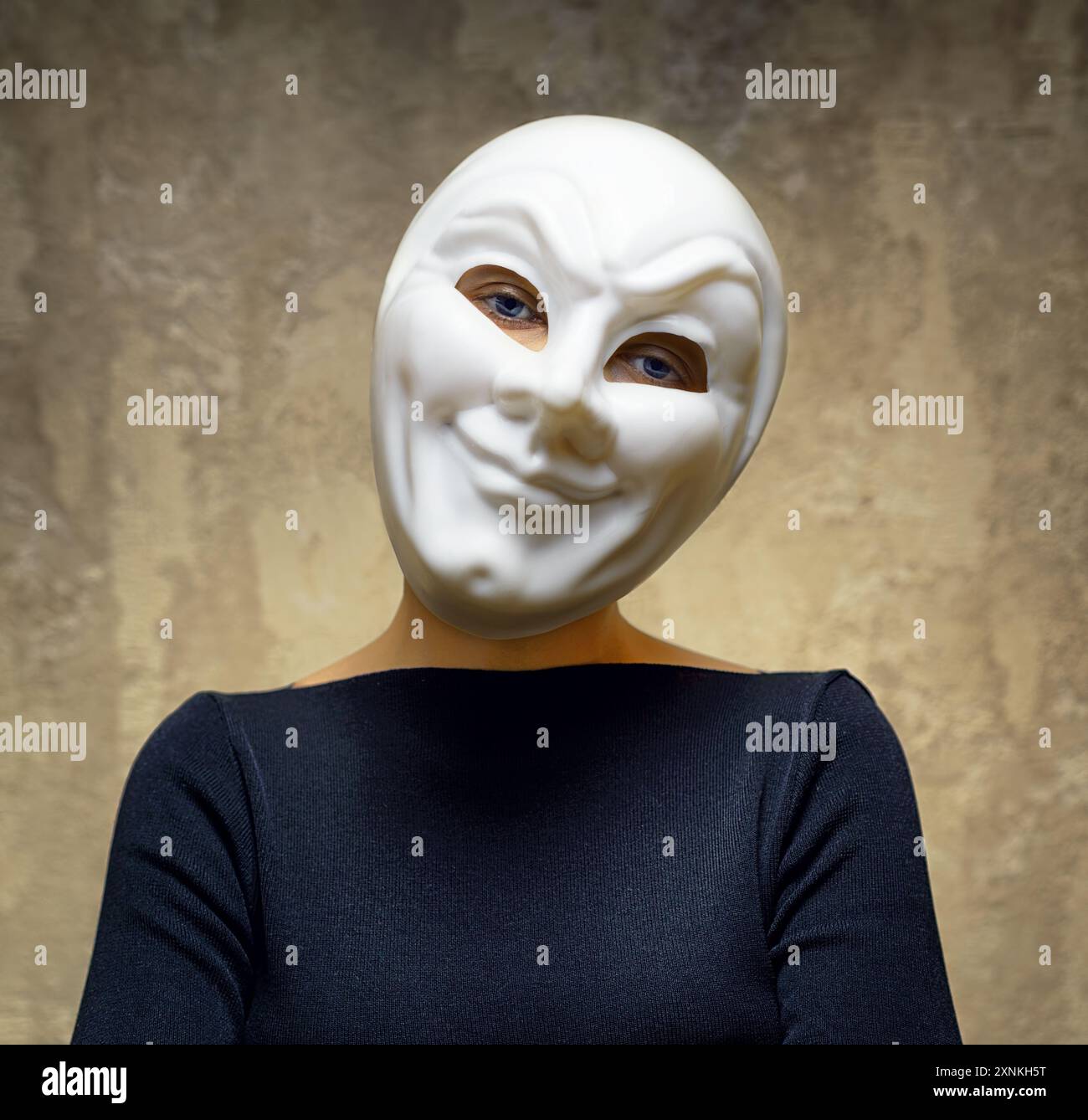 Woman in white mask. Horror concept Stock Photo - Alamy