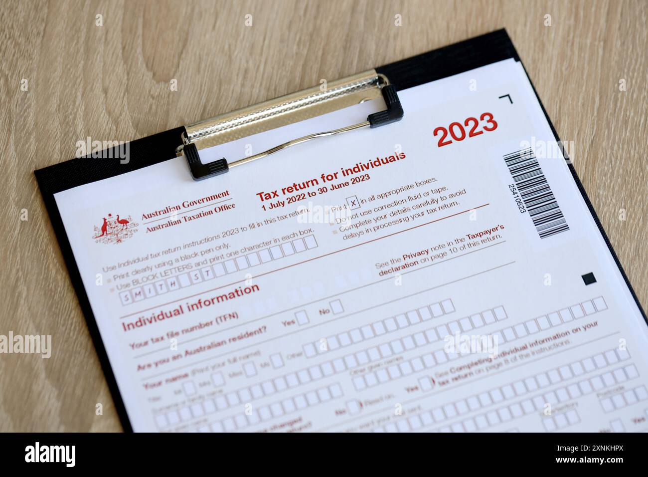 KYIV, UKRAINE - JULY 10, 2024 Australian Tax Return for individuals ...