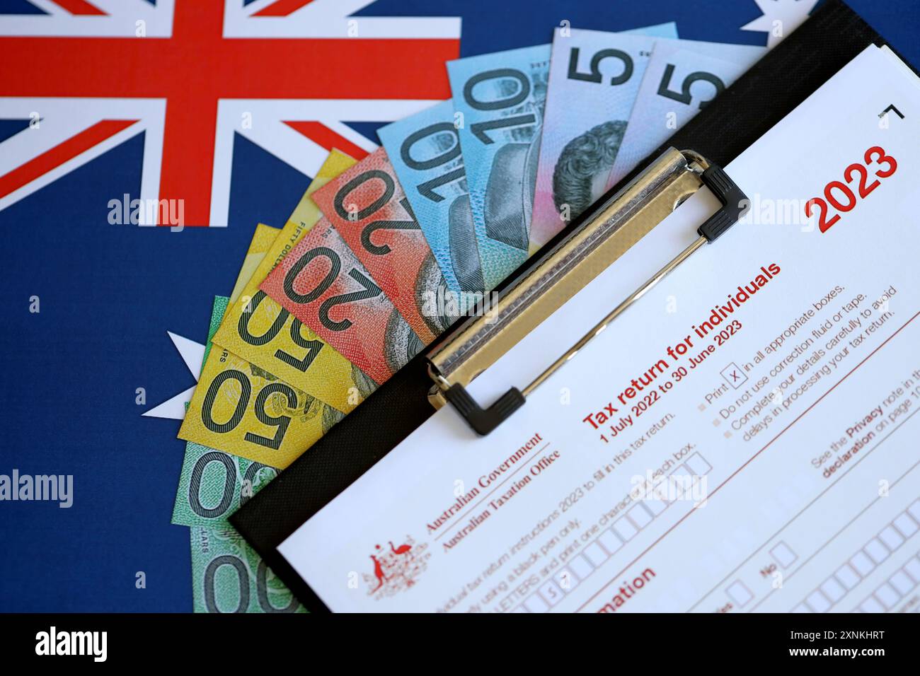 KYIV, UKRAINE - JULY 10, 2024 Australian Tax Return for individuals ...
