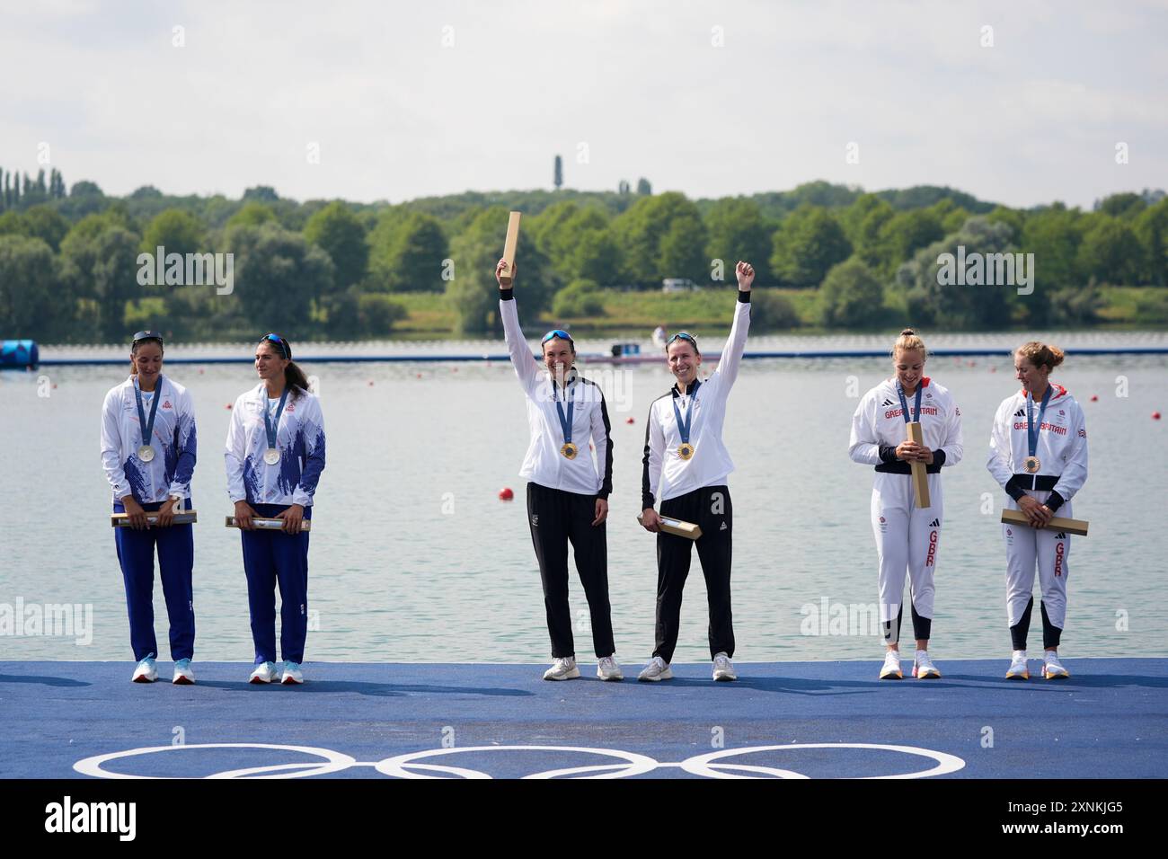 Silver medalists Romania's Simona Radis and Ancuta Bodnar, left, gold ...