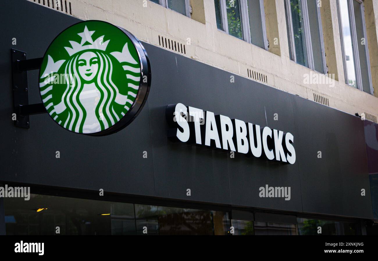 Starbucks Coffee Shop Famous Branches in Oxford Street. London, United ...