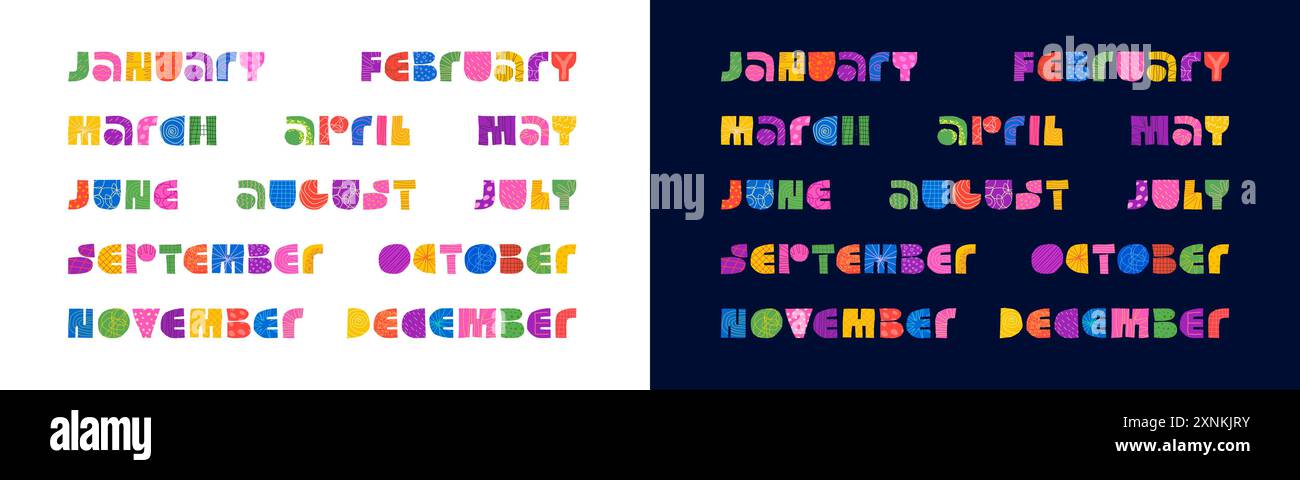 Names of all year months abstract decorative inscription concept ...