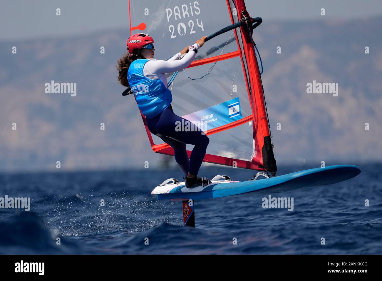 Sharon Kantor of Israel competes in a women's windsurfing race, during ...