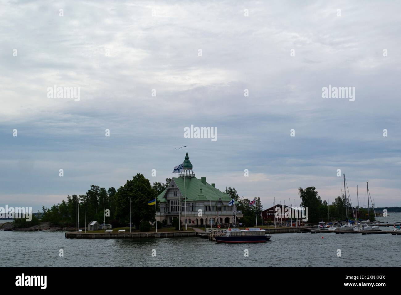 Large green roofed hotel building on one of Helsinki's off shore ...