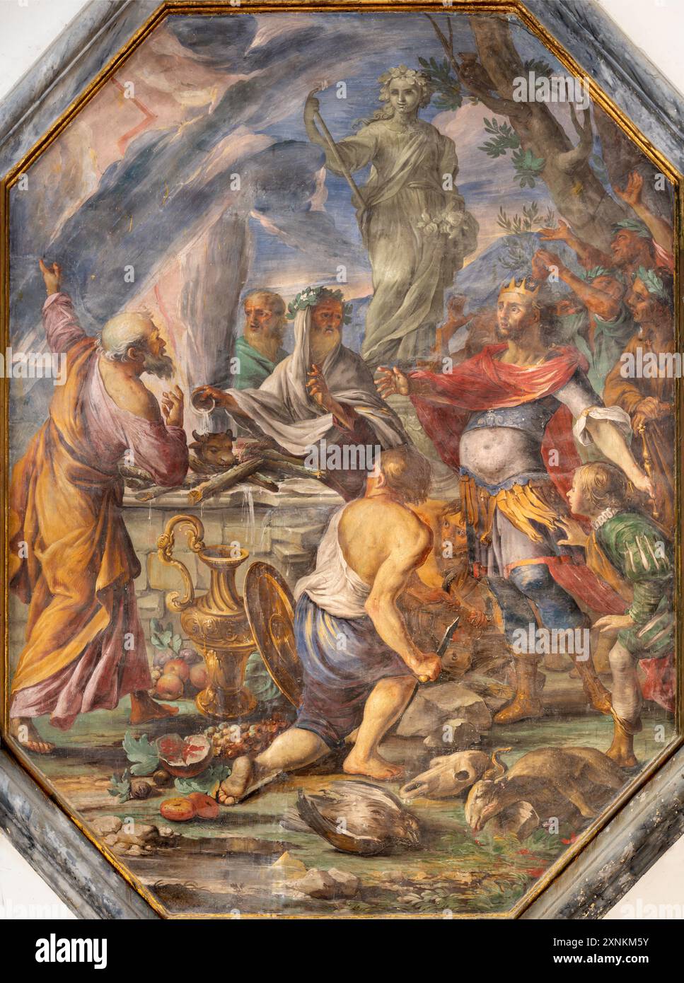 ASSISI, ITALY - MAY 17, 2024: The fresco Sacrifice of Elijah in ...