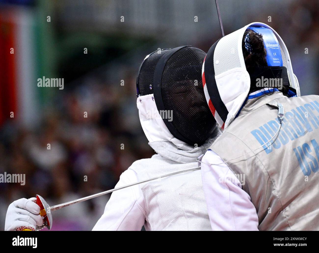 Paris, France. 1st Aug, 2024. Wang Yuting (L) of China competes against ...